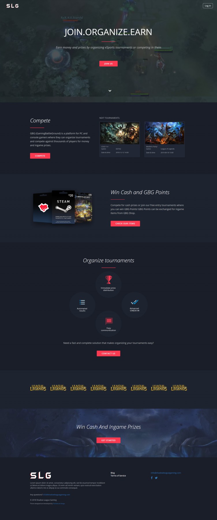 Shadow League Gaming eSport Platform - FlexNebula Design